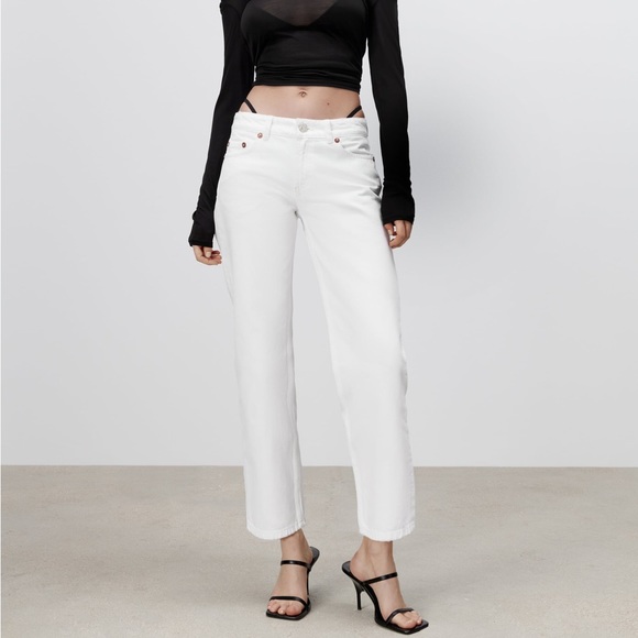 Zara | Jeans | Zara White Denim Straight Fir High Rise Straight Leg ...